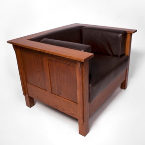 Mission Arts & Crafts Stickley Style Prairie Panel Leather Club Cube ...