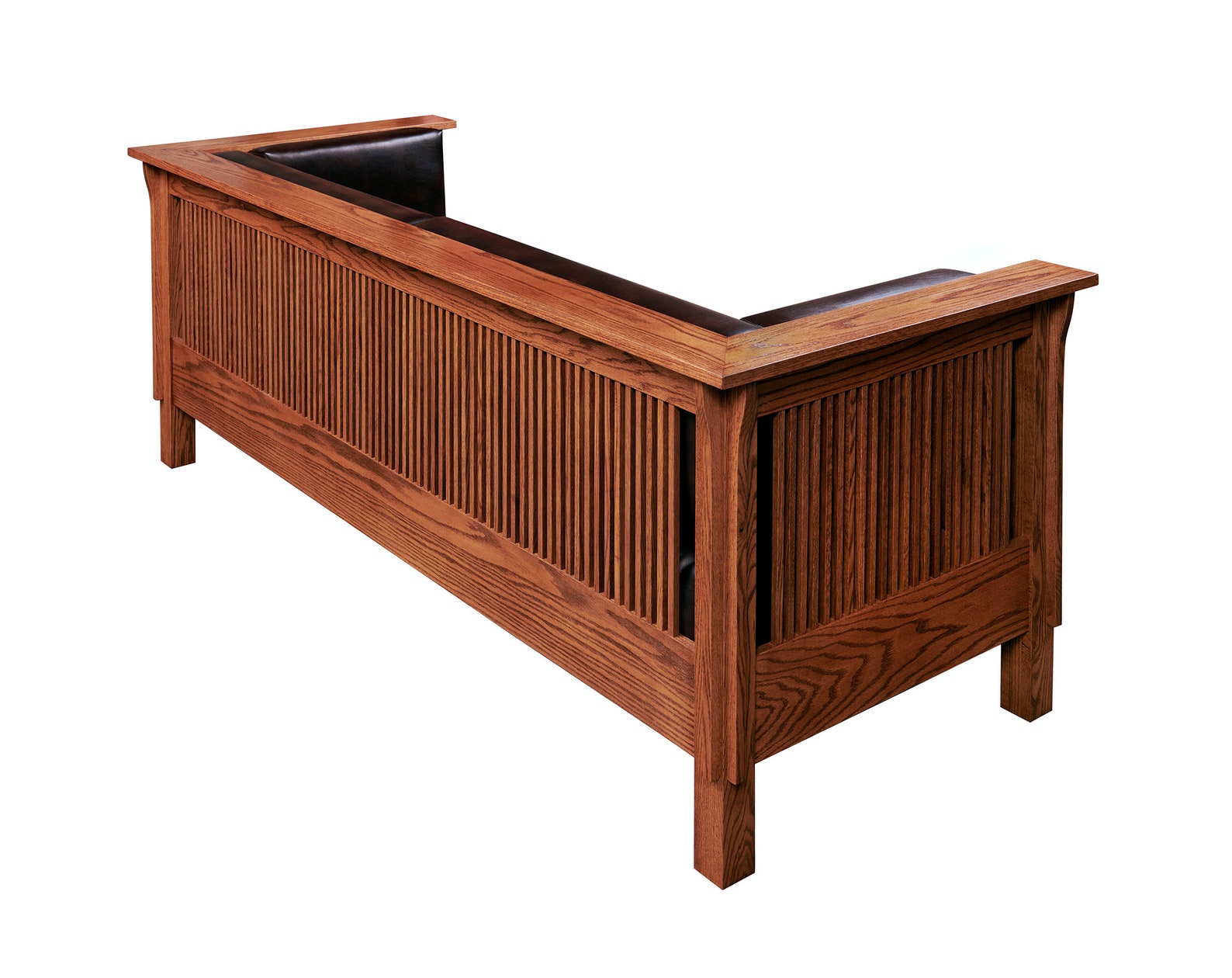 Mission Arts and Crafts Stickley Style Prairie Spindle Leather Settle ...