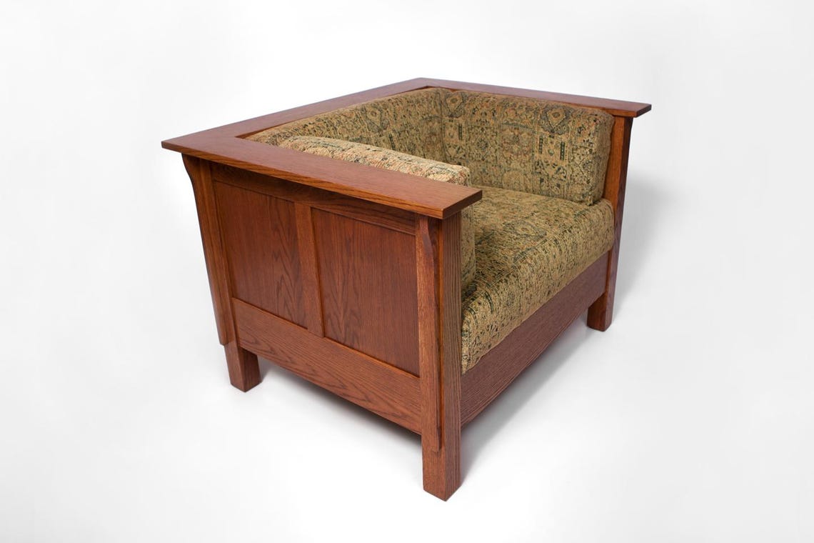 Mission Arts & Crafts Prairie Stickley Style Panel Club Cube Chair - Etsy
