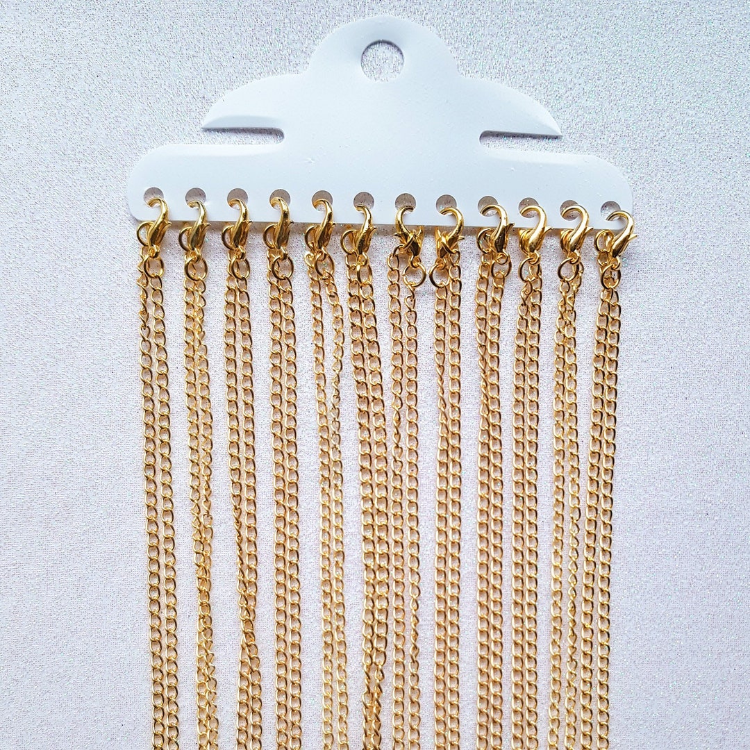 12 X Gold Plated Curb Chains With Lobster Clasp - Extra Long 30" / 77cm ...