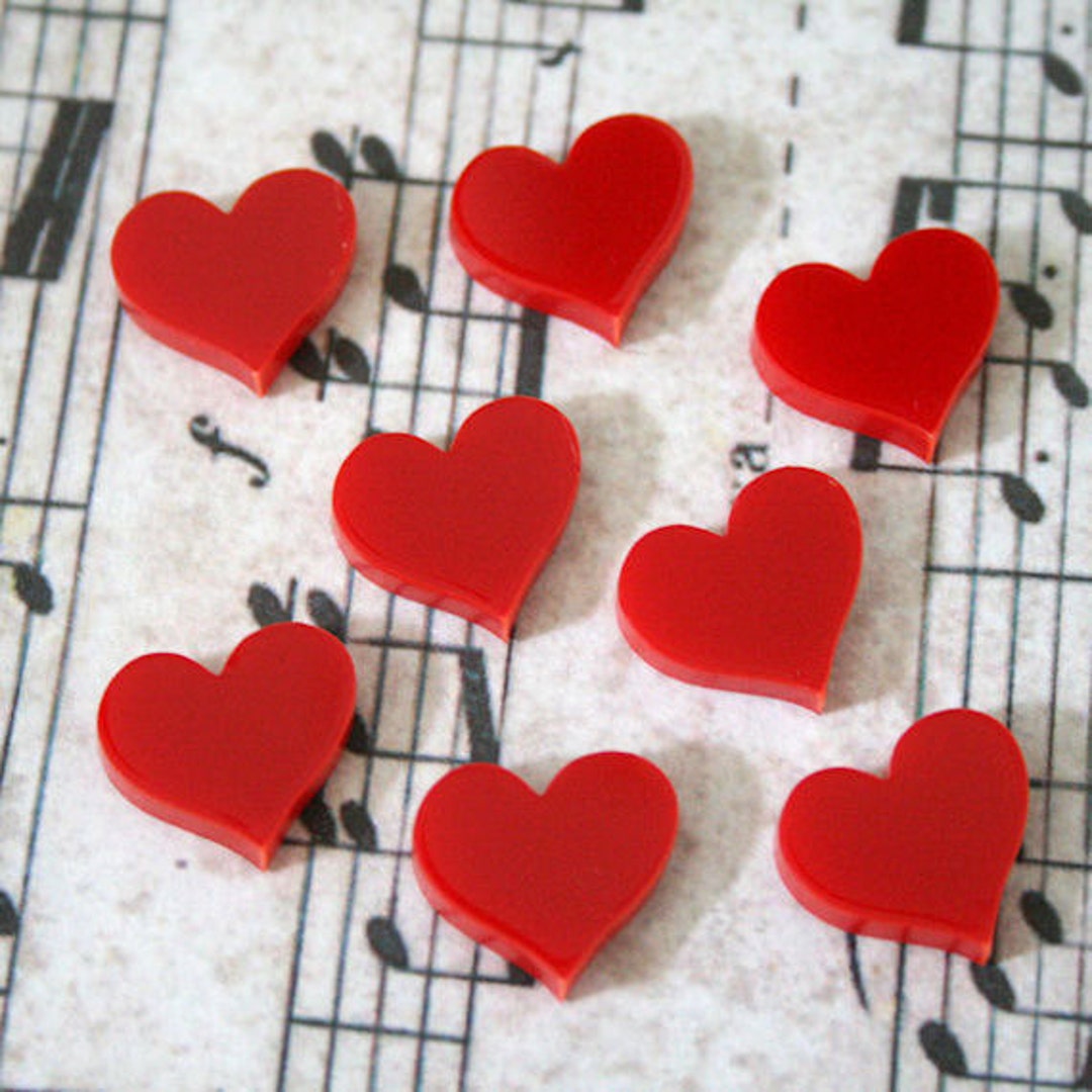 8 X Laser Cut Acrylic Love Heart Cabochons - Choice of Colours ...