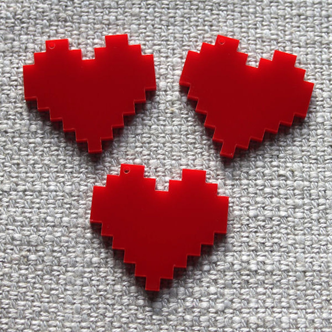 3 X Laser Cut Acrylic Pixelated Heart Charms Any Colour | Etsy