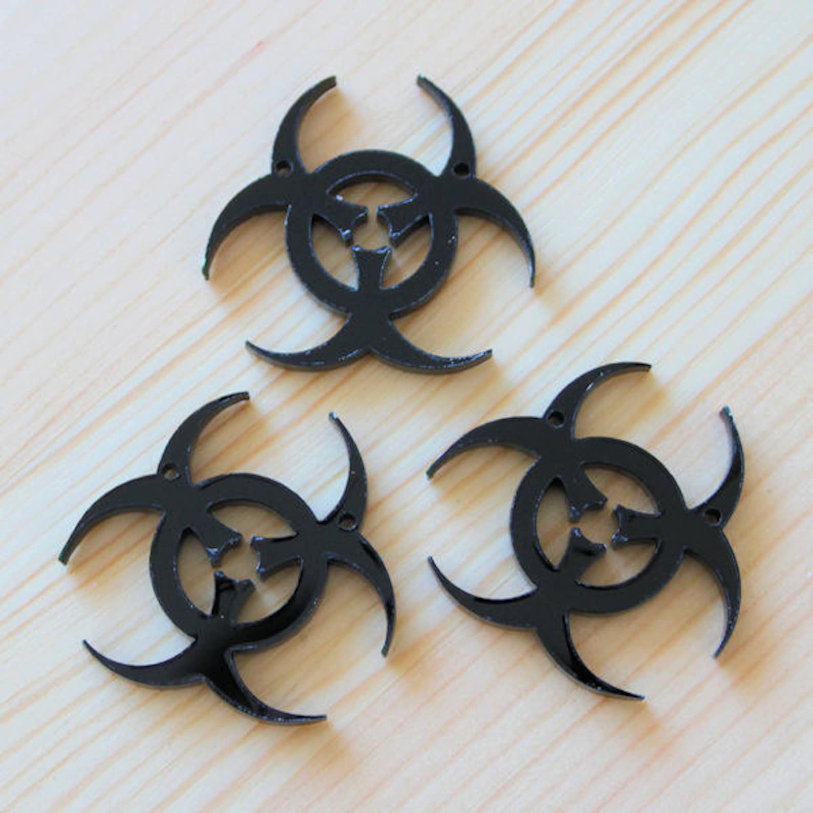 3 X Laser Cut Acrylic Biohazard Charms - Etsy UK