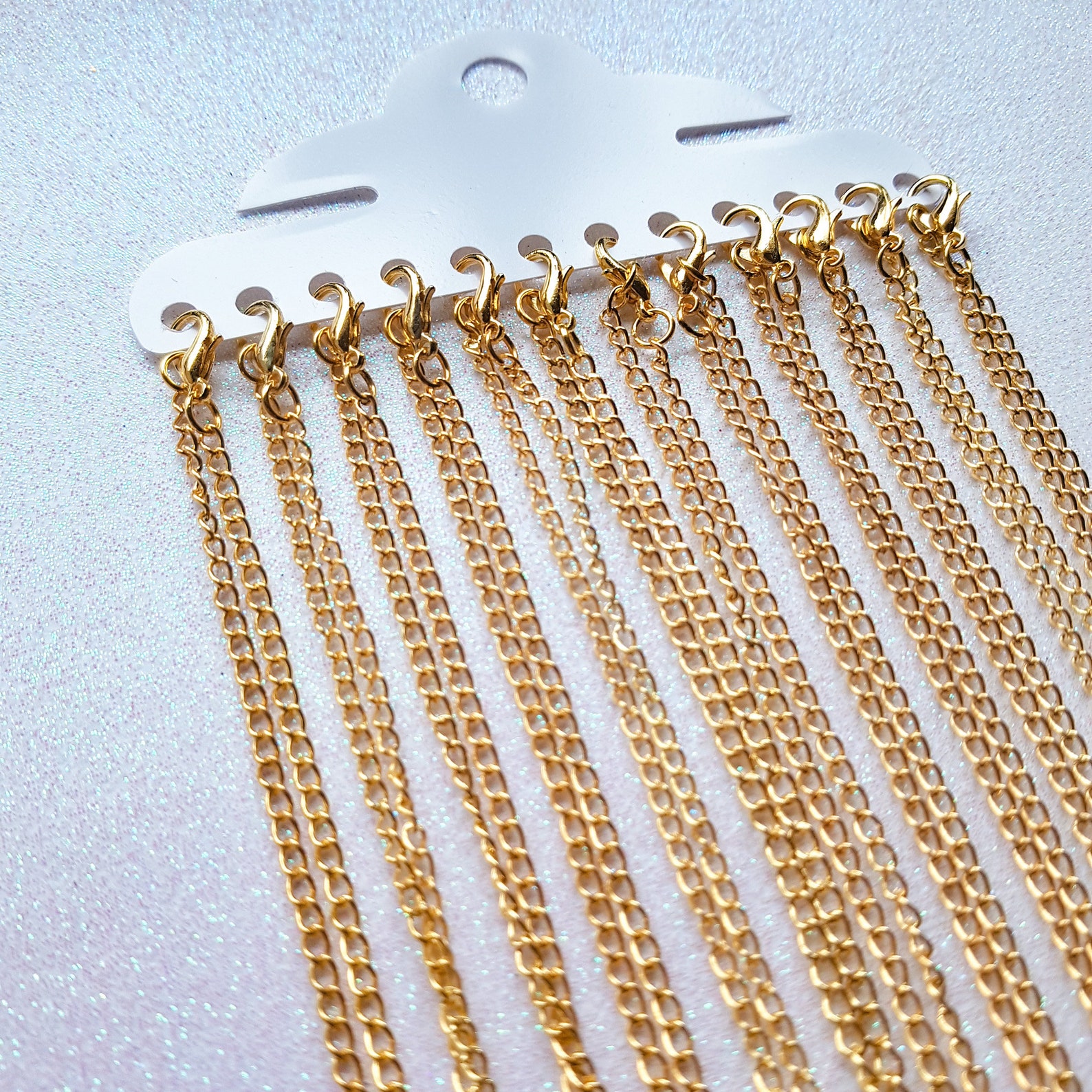 12 X Gold Plated Curb Chains With Lobster Clasp - Extra Long 30" / 77cm ...