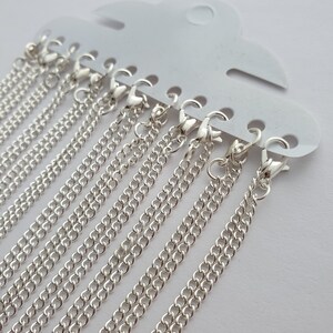 12 X Silver Plated Curb Chains With Lobster Clasp - Long 24" / 62cm ...