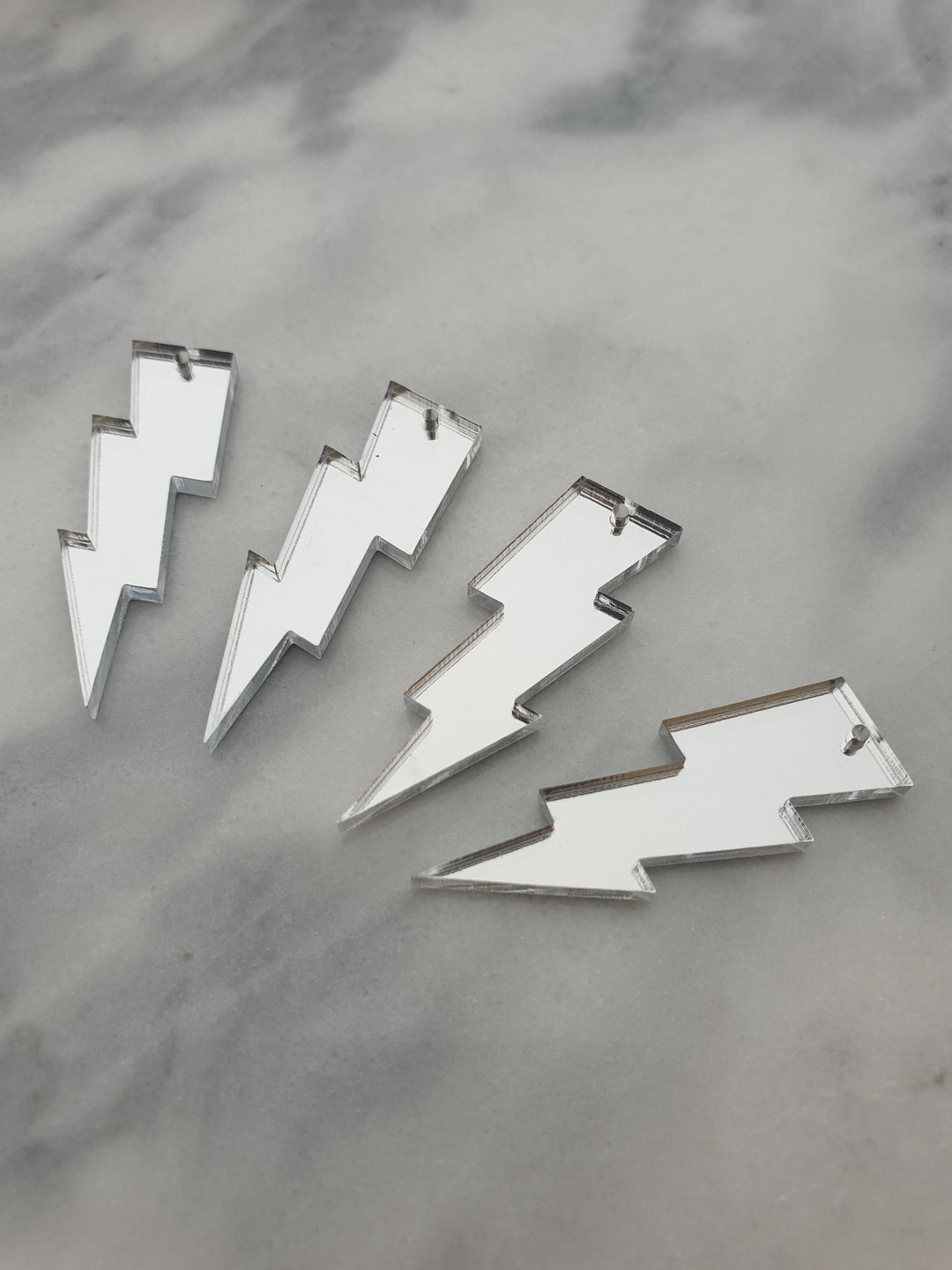 4 X Laser Cut Acrylic Mirrored Lightning Bolt Pendants - Etsy