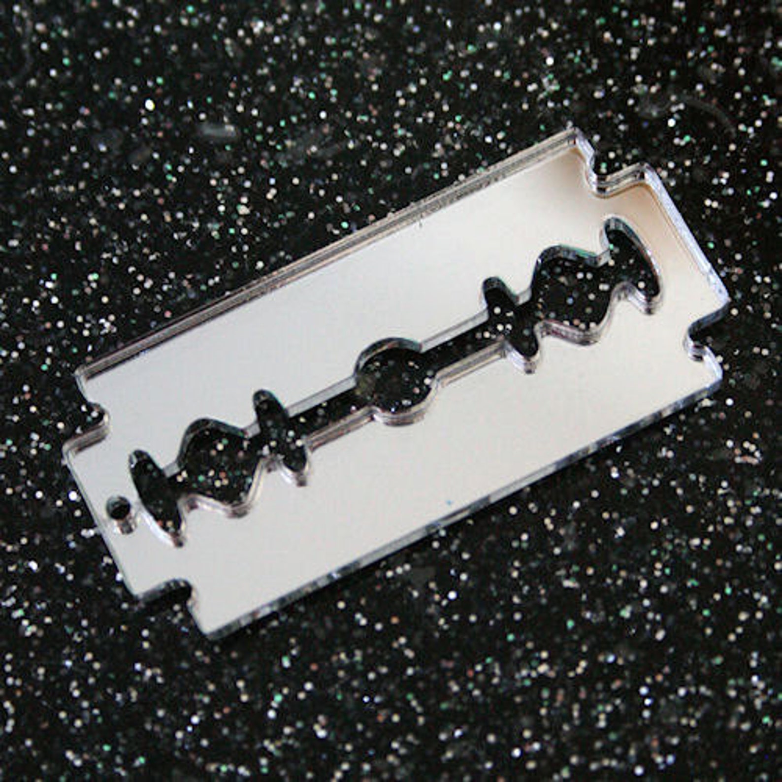 2 X Laser Cut Silver Mirror Acrylic Razor Blade Charms - Etsy