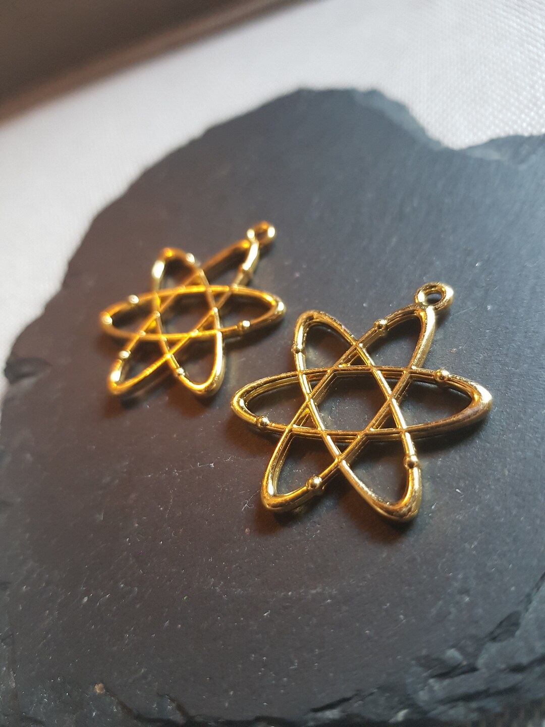 2 X Gold Plated Atom Charms 33mm X 26mm Fast Shipping From UK Seller - Etsy