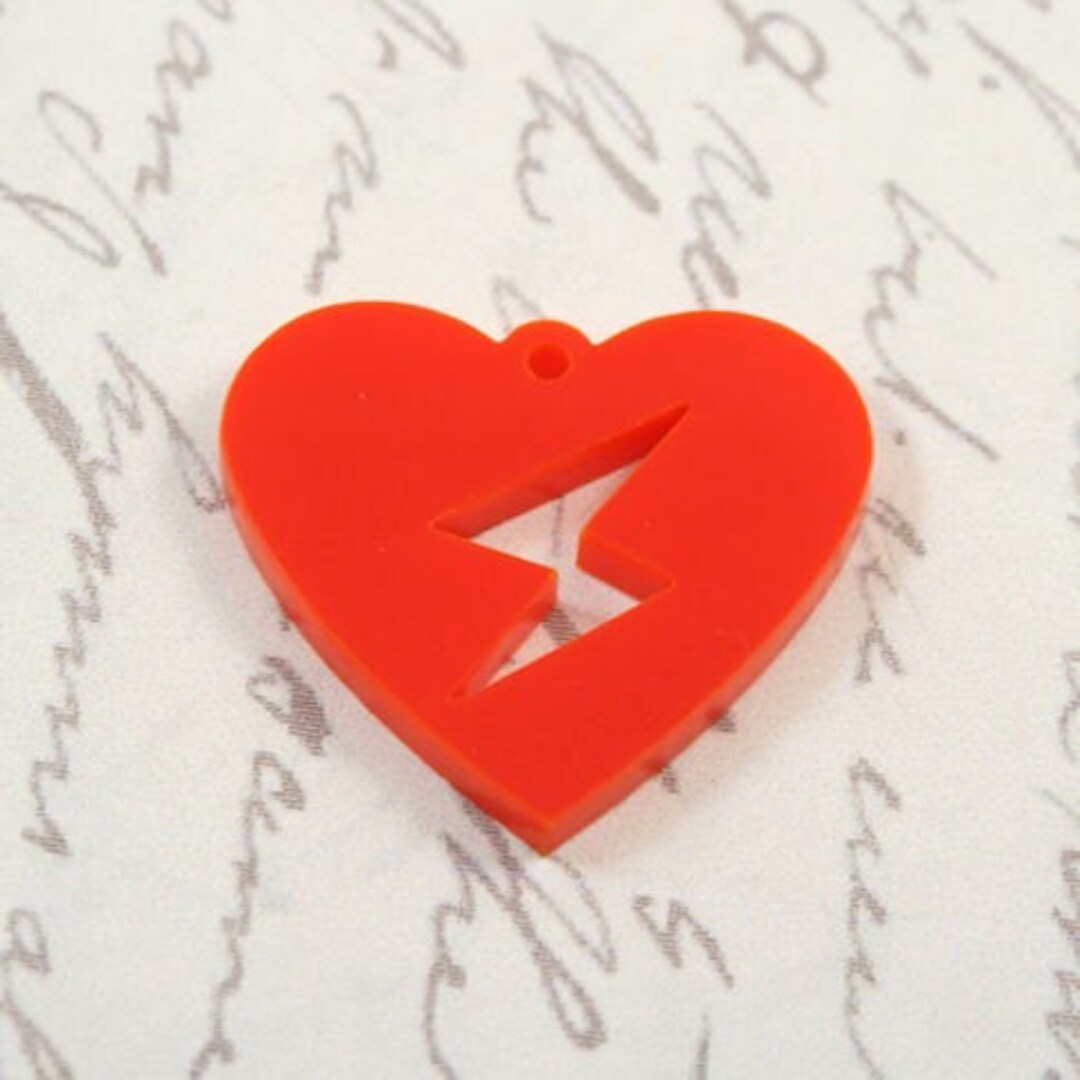 Laser Cut Acrylic Lightning Strike Heart Pendant X 3 Choice - Etsy
