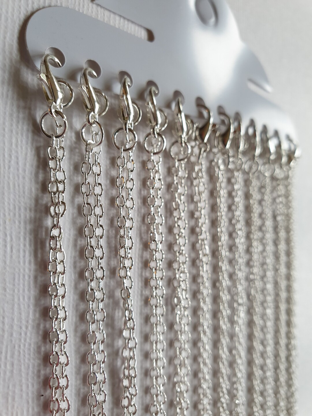 12 X Silver Plated Cable Chains With Lobster Clasp 20 / 51cm Bulk ...