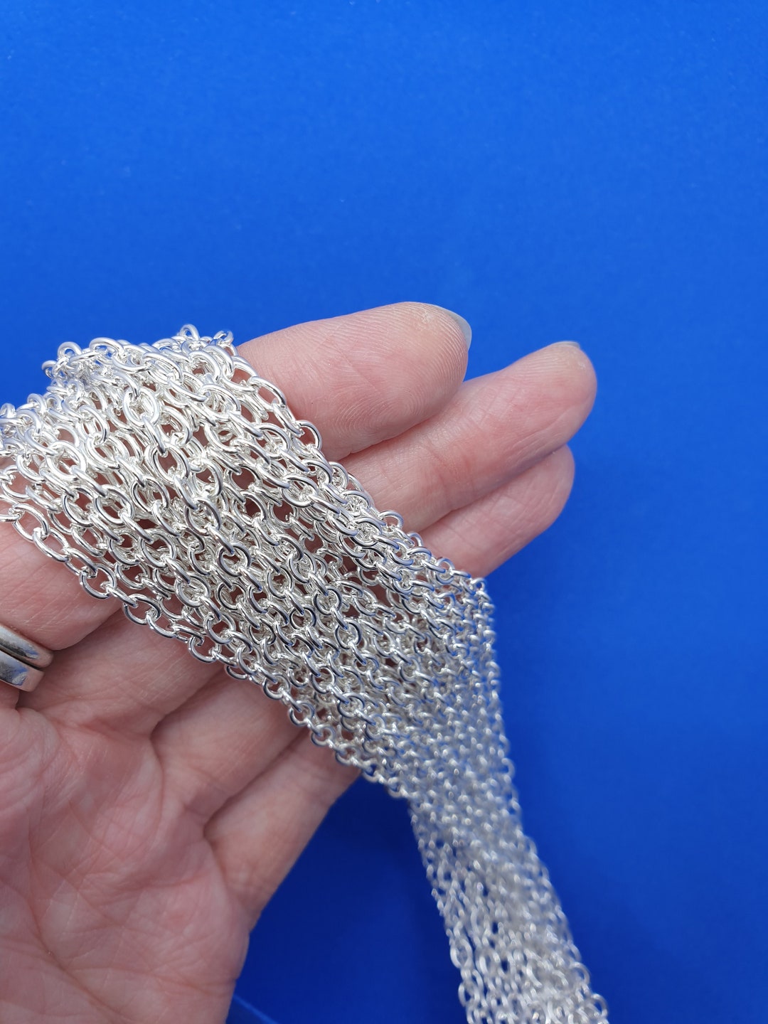 1 Meter Silver Plated Chain 5 X 3.5mm - Nickel Free Continuous Silver ...