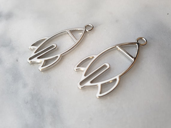 2 X Silver Plated Rocket Ship Charms 30mm X 16mm Fast | Etsy