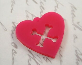 Laser Cut Acrylic Lightning Strike Heart Pendant X 3 Choice | Etsy