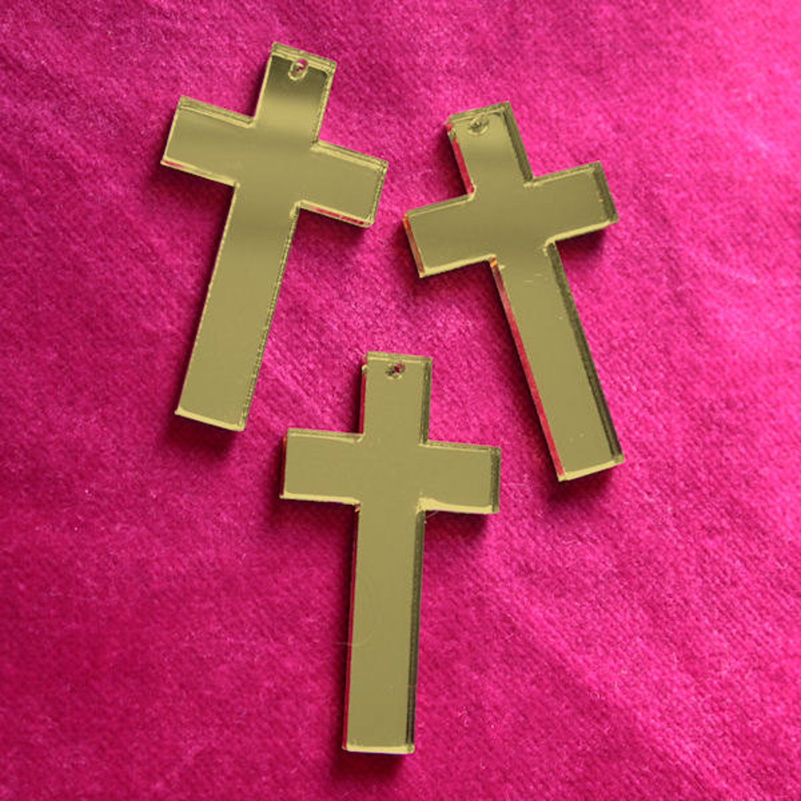 3 X Laser Cut Acrylic Mirrored Cross Pendants - Etsy