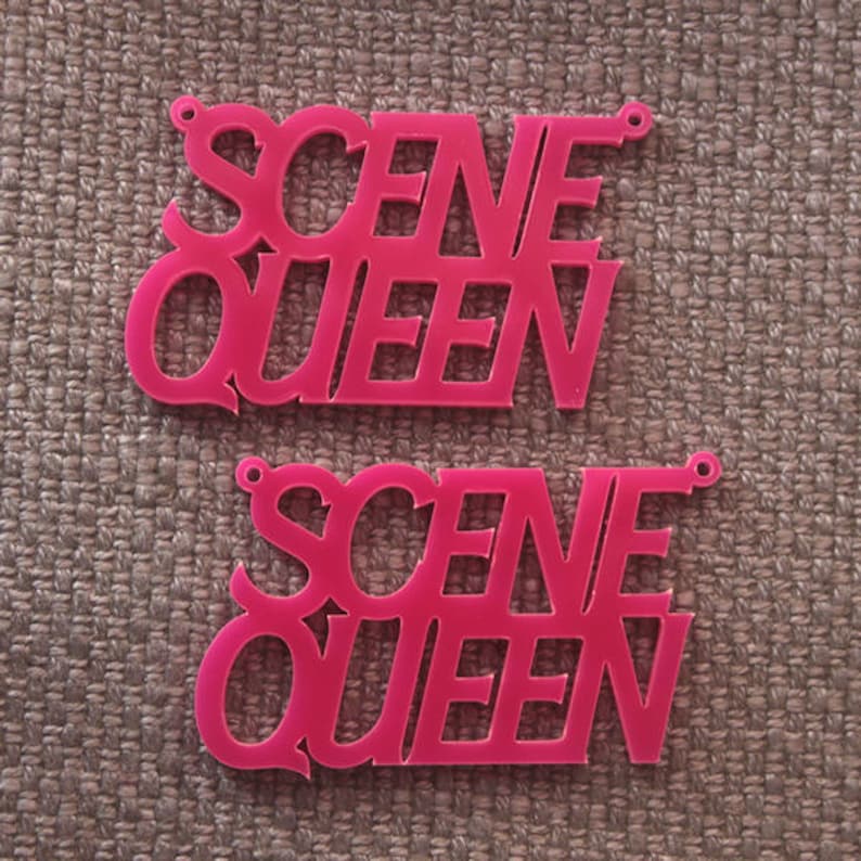 2 X Scene Queen Laser Cut Word Pendants - Any Colour - Word Charm for ...