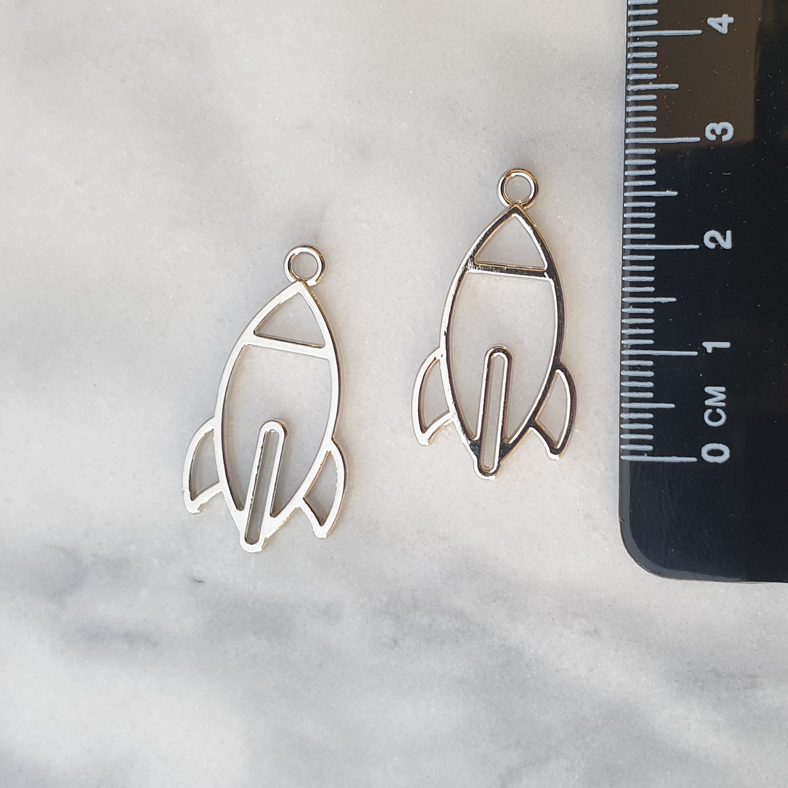 2 X Silver Plated Rocket Ship Charms 30mm X 16mm Fast - Etsy