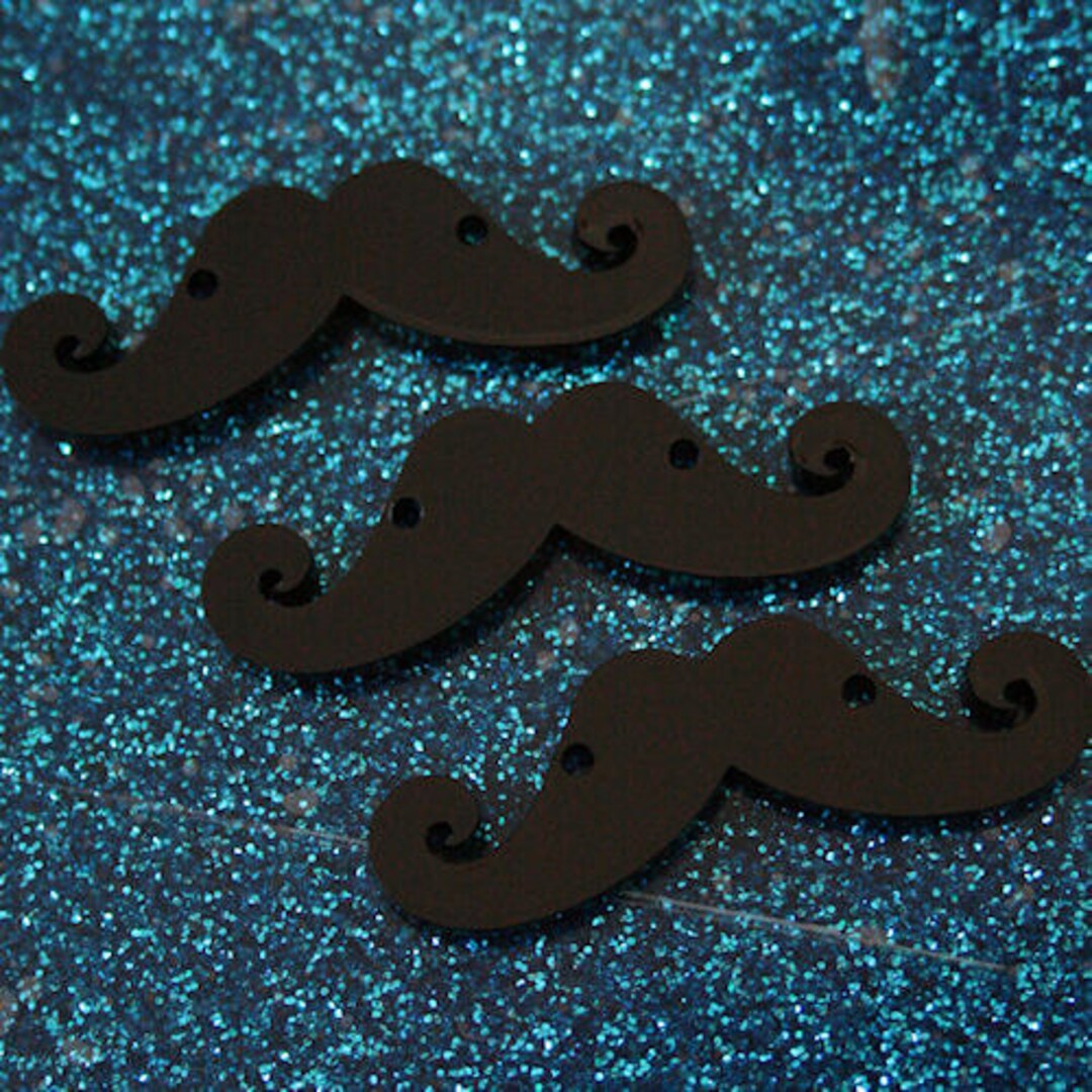 3 X Laser Cut Acrylic Curly Moustache Charms - Etsy