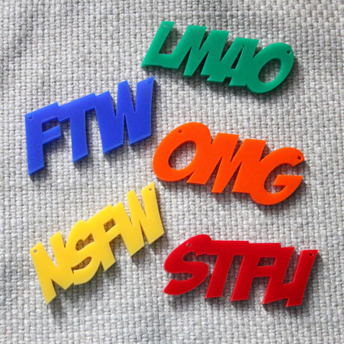 5 X Laser Cut Acrylic Word Pendant Internet Acronyms | Etsy