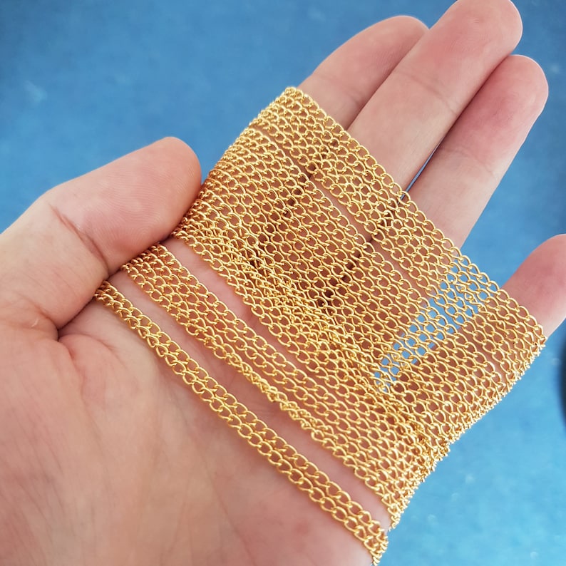 12 X Gold Plated Curb Chains With Lobster Clasp Extra Long - Etsy