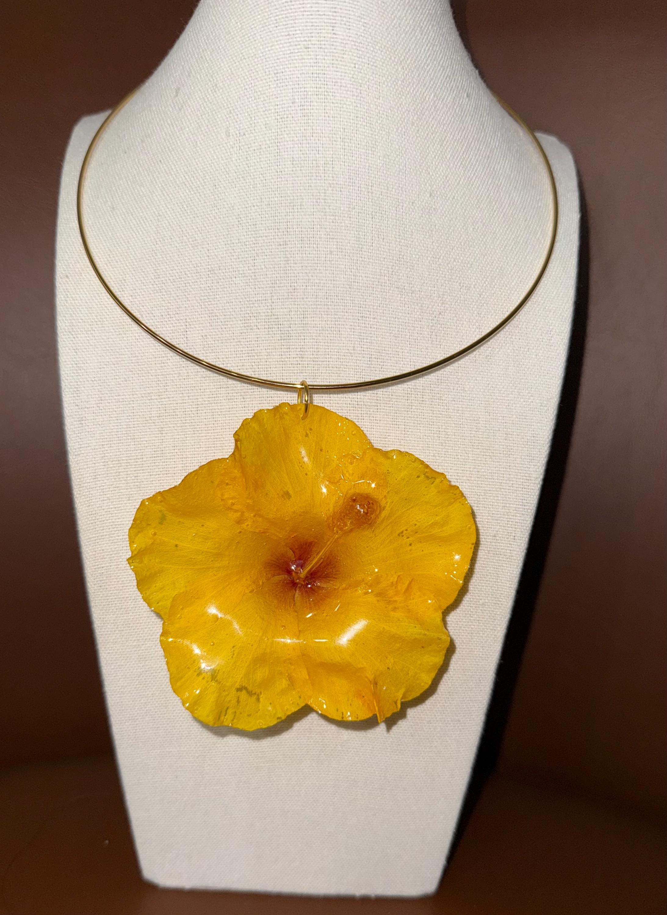 Real Orchid and Hibiscus Necklace in Resin - Etsy