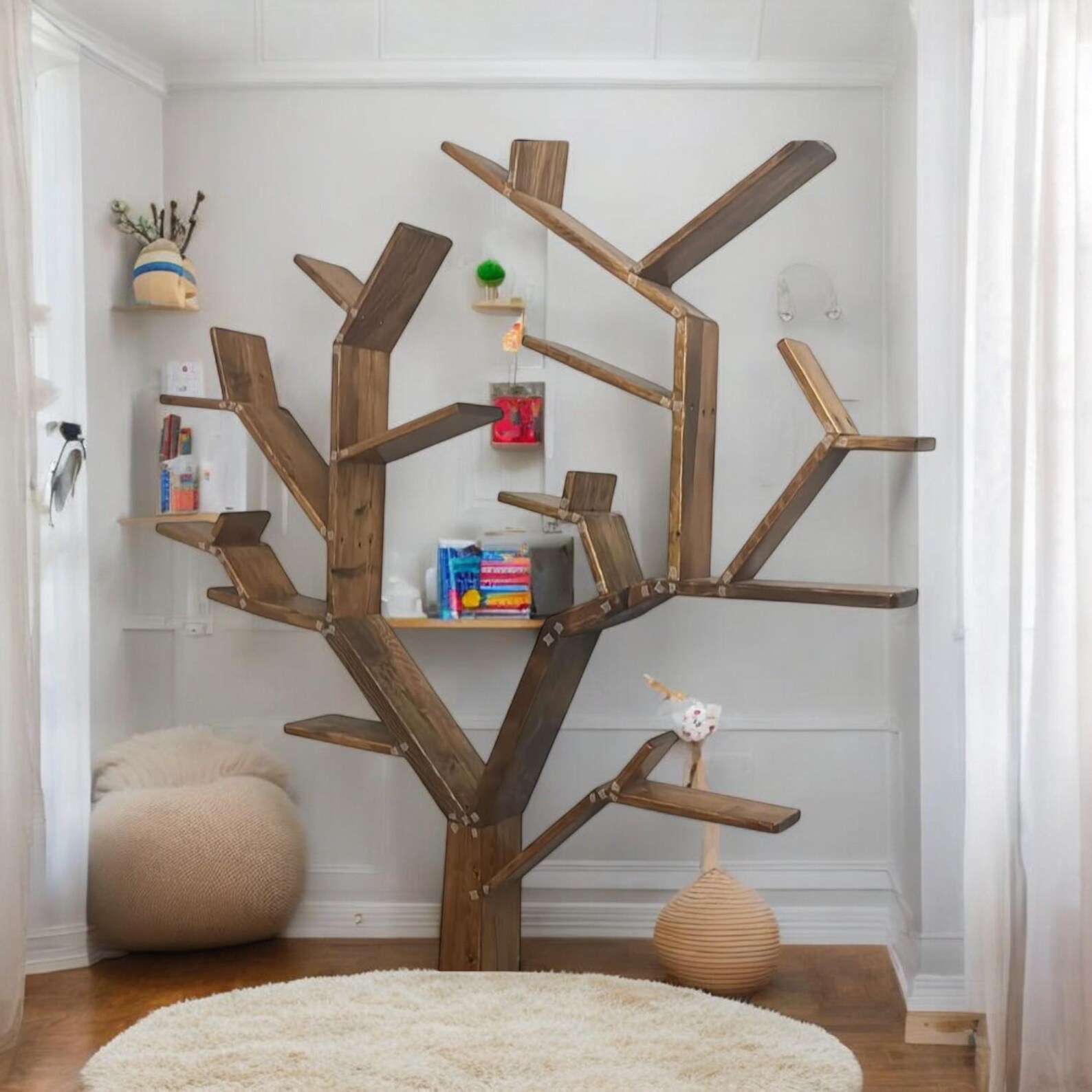 Handmade Wooden Tree Bookshelf: Rustic Wall Decor - Etsy
