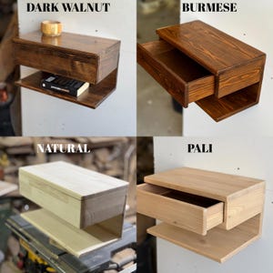 Handmade Solid Wood Floating Nightstand With Drawer: Rustic Bedside ...