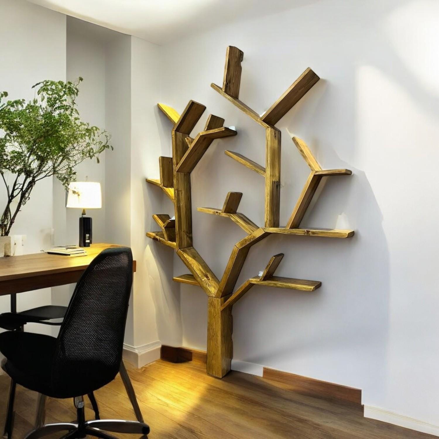 Handmade Wooden Tree Bookshelf: Rustic Wall Decor - Etsy