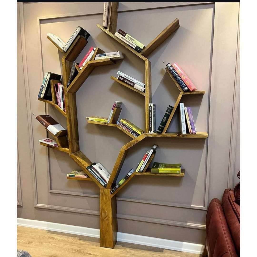 Handmade Wooden Tree Bookshelf: Rustic Wall Decor - Etsy