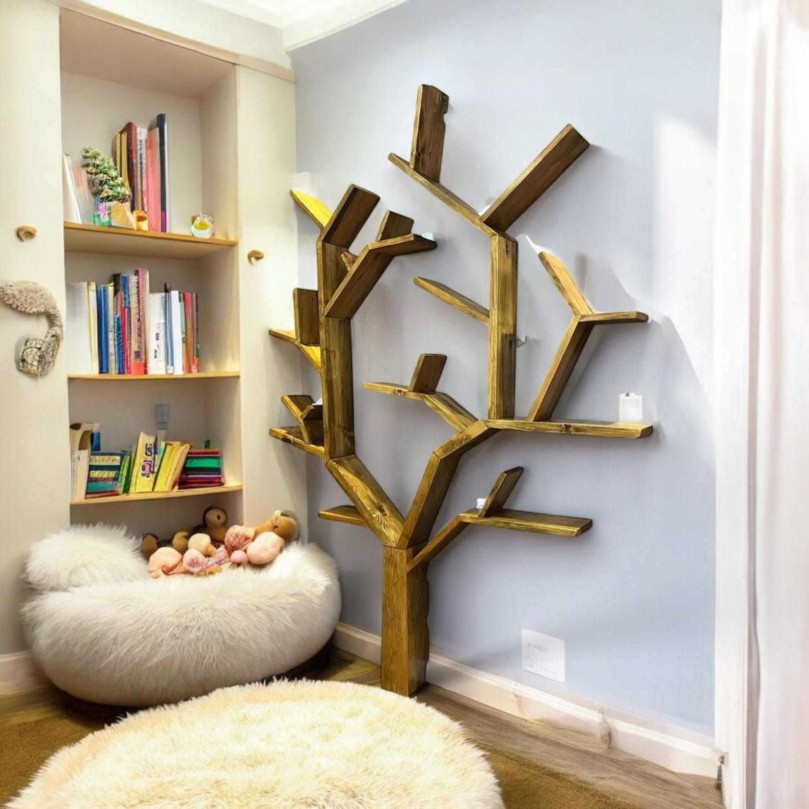 Handmade Wooden Tree Bookshelf: Rustic Wall Decor - Etsy