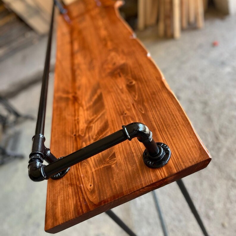 Live Edge Wood Long Bar Table, Bar Height Table, Wooden Buffet Table ...