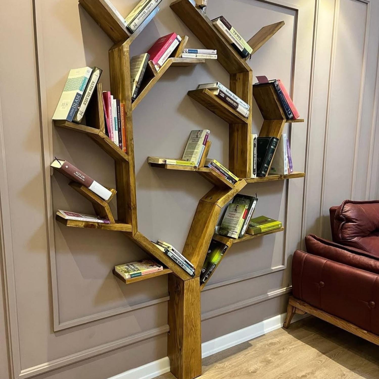 Handmade Wooden Tree Bookshelf: Rustic Wall Decor - Etsy