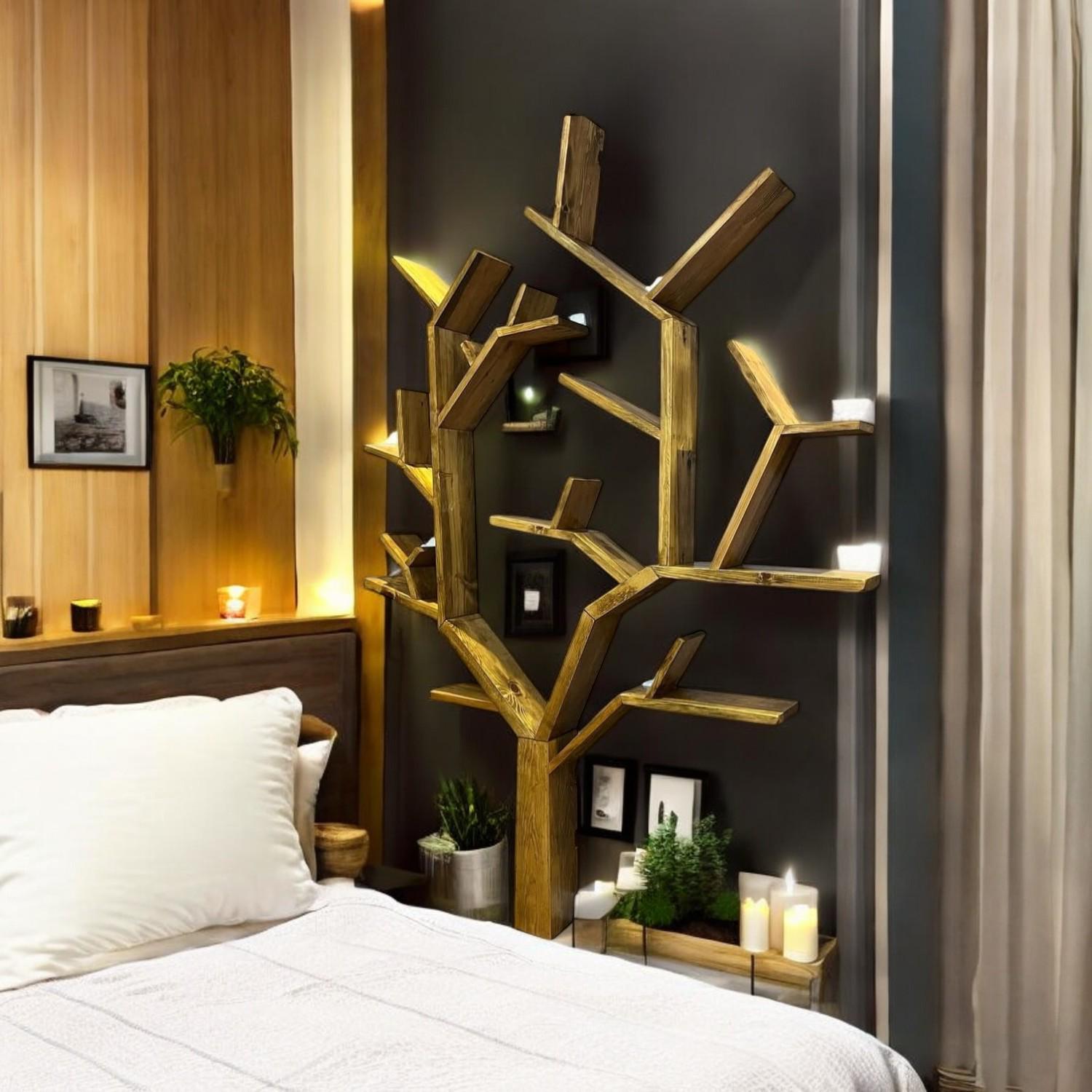 Handmade Wooden Tree Bookshelf: Rustic Wall Decor - Etsy