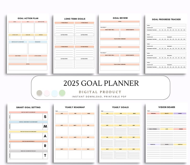 2025 Goal Planner, Daily Organizer, Productivity Journal, Goal Setting ...