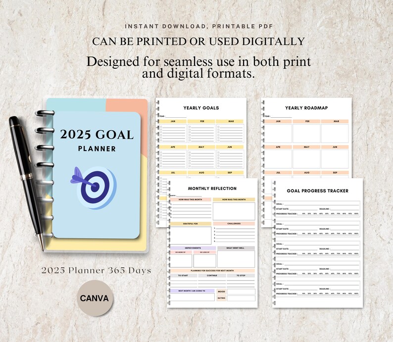 2025 Goal Planner, Daily Organizer, Productivity Journal, Goal Setting ...