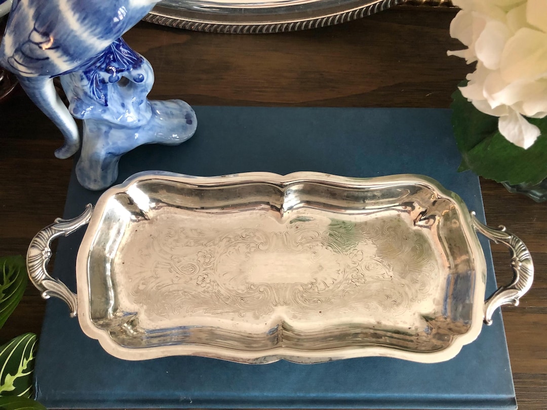 Vintage Silver-plated Footed Serving Tray - Etsy