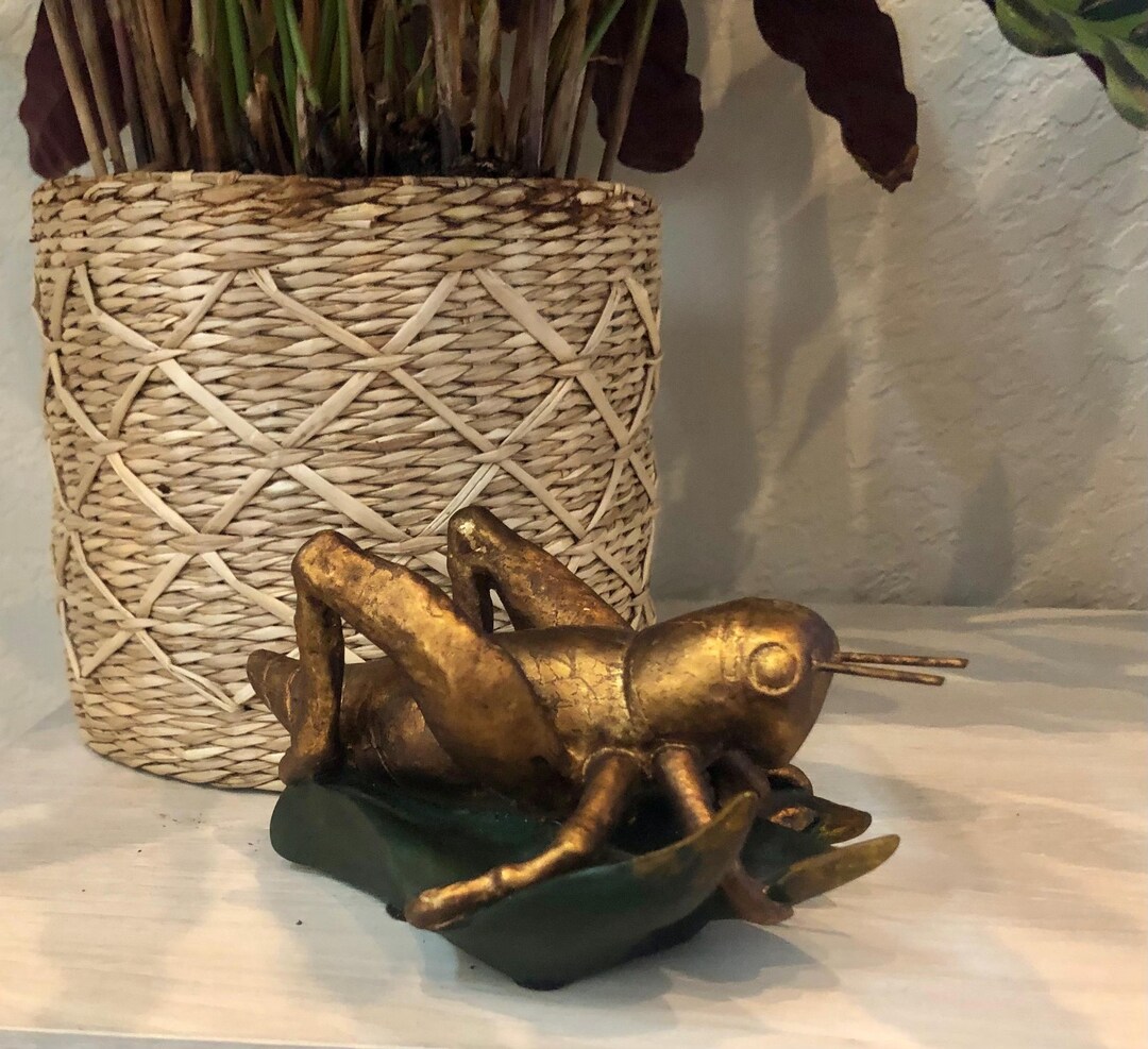 Vintage Grasshopper Figurine, Good Luck Resin Sculpture, Whimsical ...