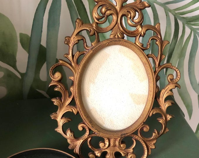 Antique Gold Rococo Picture Frame: Ornate Oval Portrait, Tabletop Decor ...