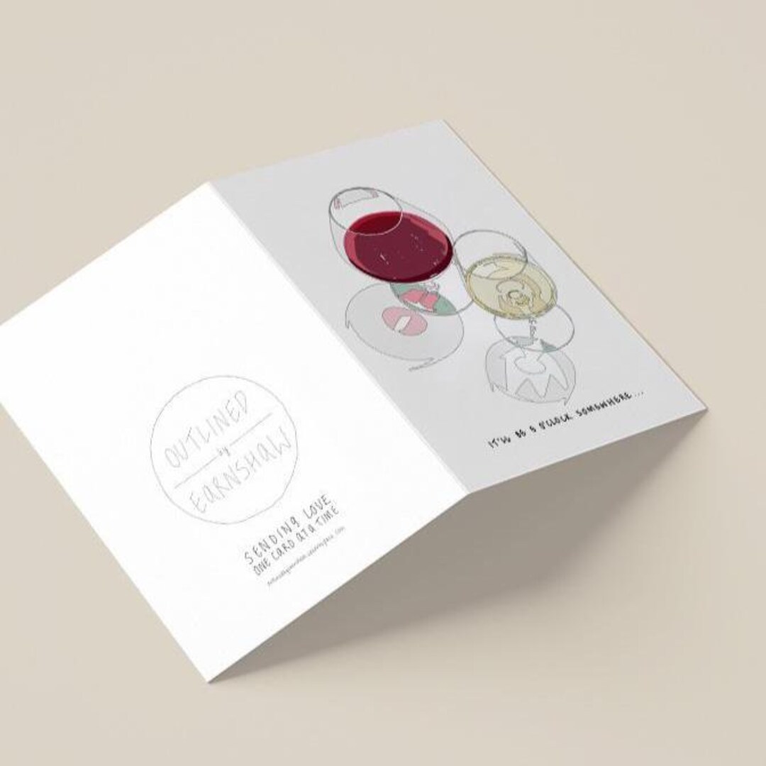 Cocktail Themed Greetings Card Perfect for Any Occasion – Hand-drawn ...