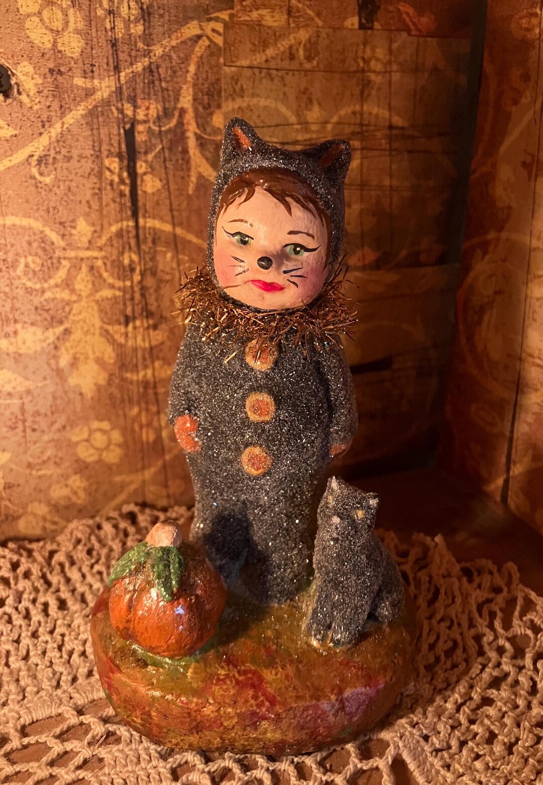 Kiddie Cat Girl for Halloween. Hand Sculpted With Paper Mache. - Etsy