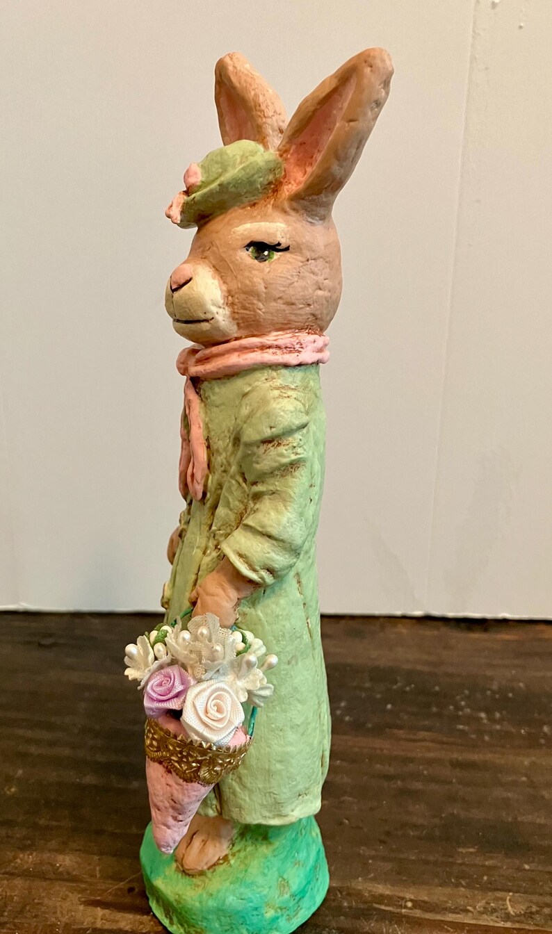 Vintage Hand Sculpted Lady Rabbit Using Paper Mache. - Etsy