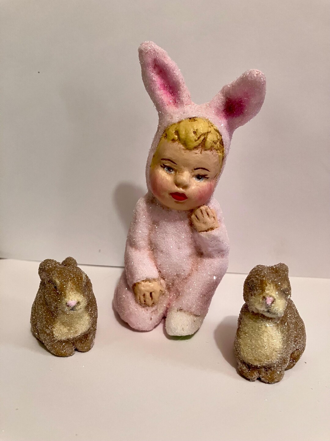 Baby Bunny Girl and Friends. Hand Sculpted Paper Mache. - Etsy