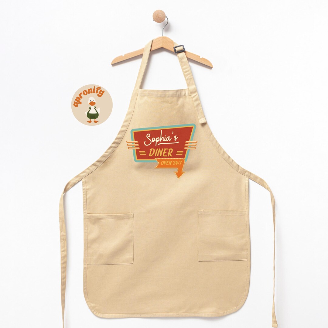 Custom Retro Kitchen Apron, Custom Name Apron, Personalized Apron ...