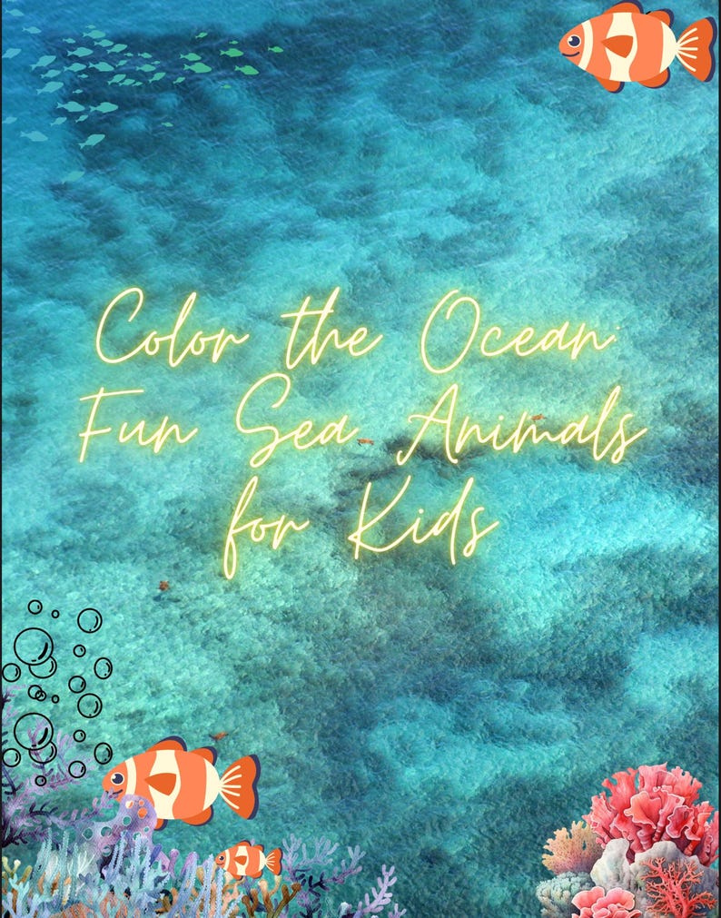 Color the Ocean: Fun Sea Animals for Kids - Etsy