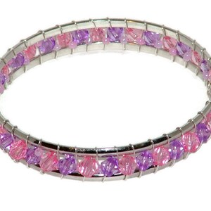 Silver Pink and Lilac Wire Wrapped Bangle - Etsy