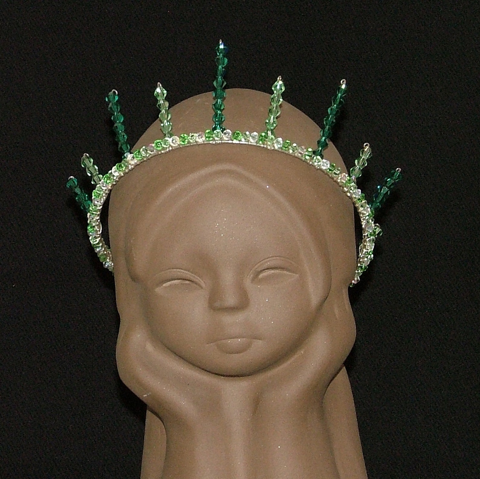 Green Crystal Spike Silver Tiara - Etsy