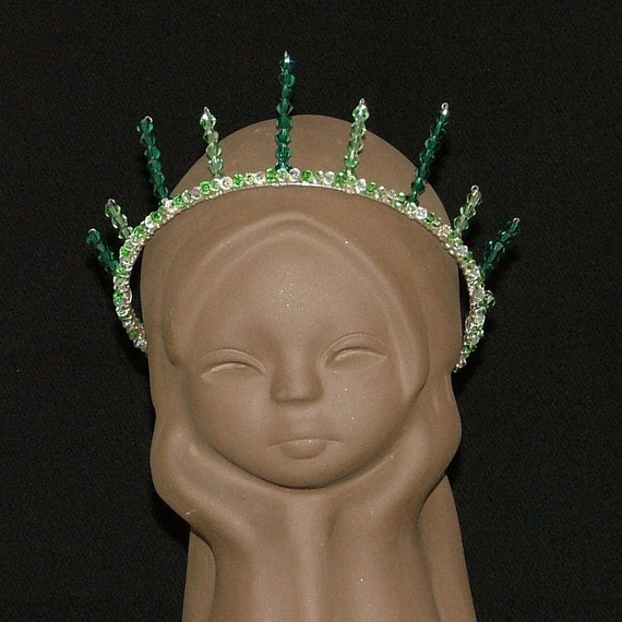 Green Crystal Spike Silver Tiara | Etsy