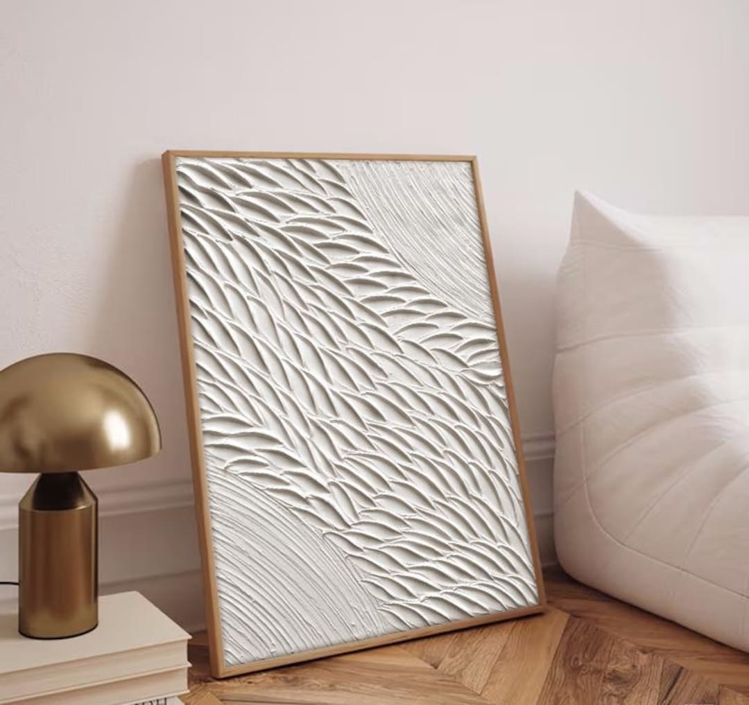 White Minimalism Painting, White Wall Art, White Canvas Painting, White ...