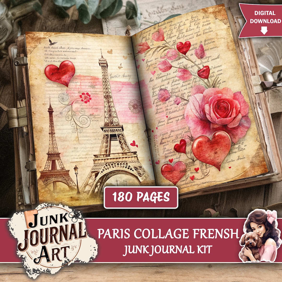 Paris Collage French, Junk Journal Supplies, Junk Journal Kits, French ...