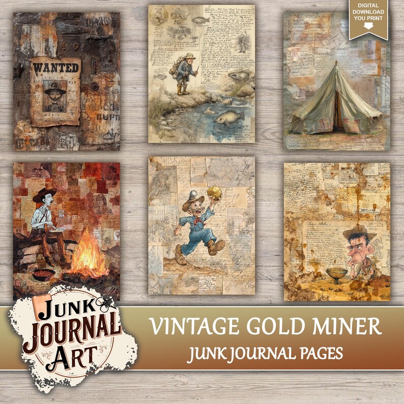 Gold Miner Junk Journal Printable Pages - Wild West Kit, Prospector ...