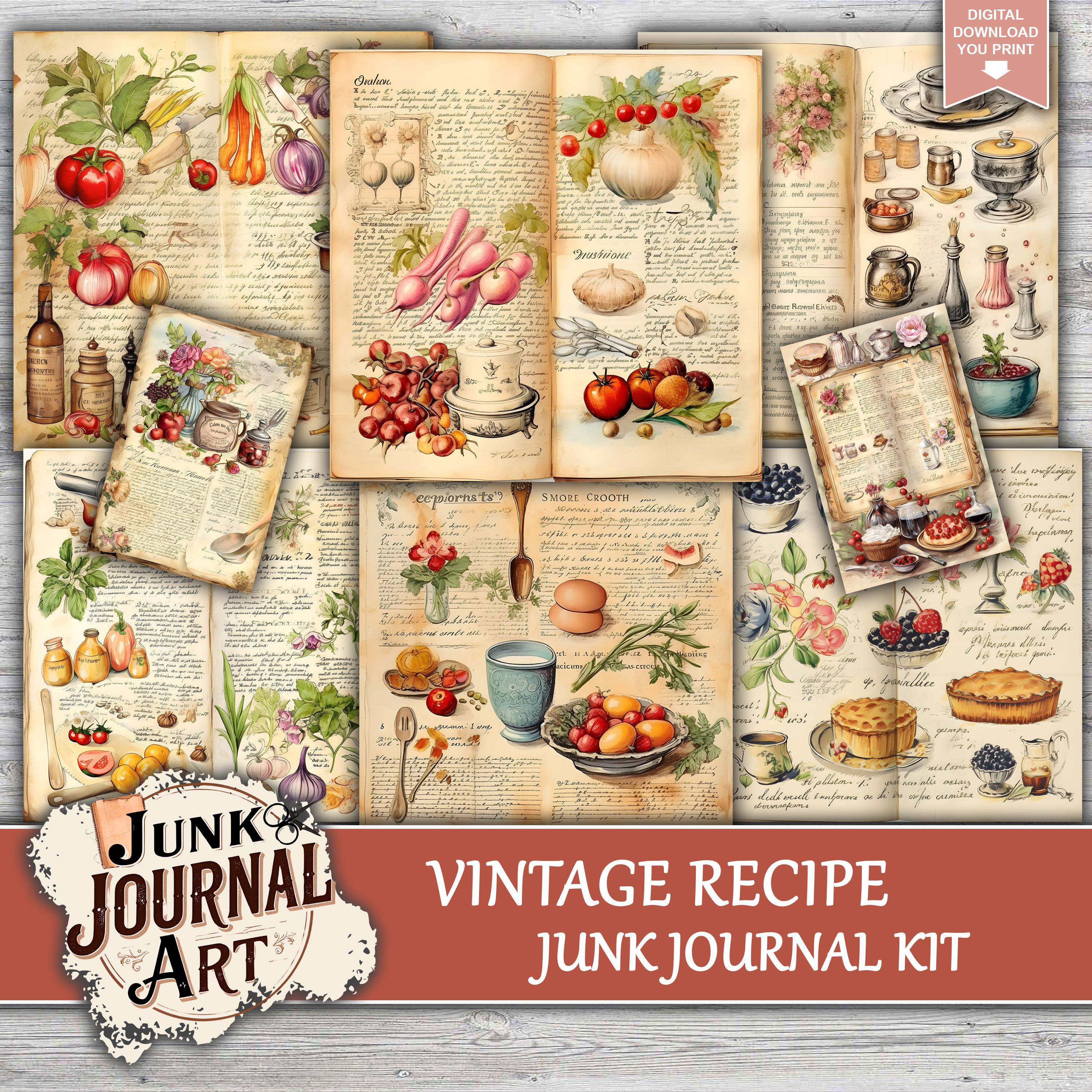 Recipe Junk Journal Kits Printables, Kitchen Junk Journal, Junk Journal ...